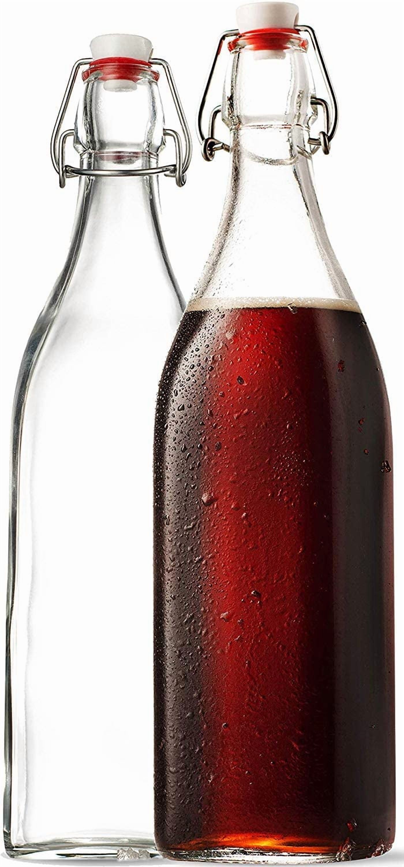Clear SQUARE Swing Top Glass Bottles With Lids - 33.75 Oz - Airtight ...