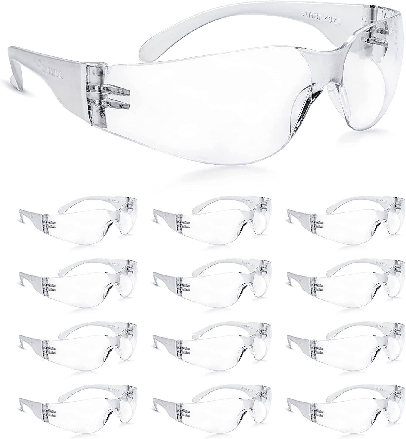 Clear Safety Glasses Bulk of 24, Protective Eyewear for Men Women, ANSI ...
