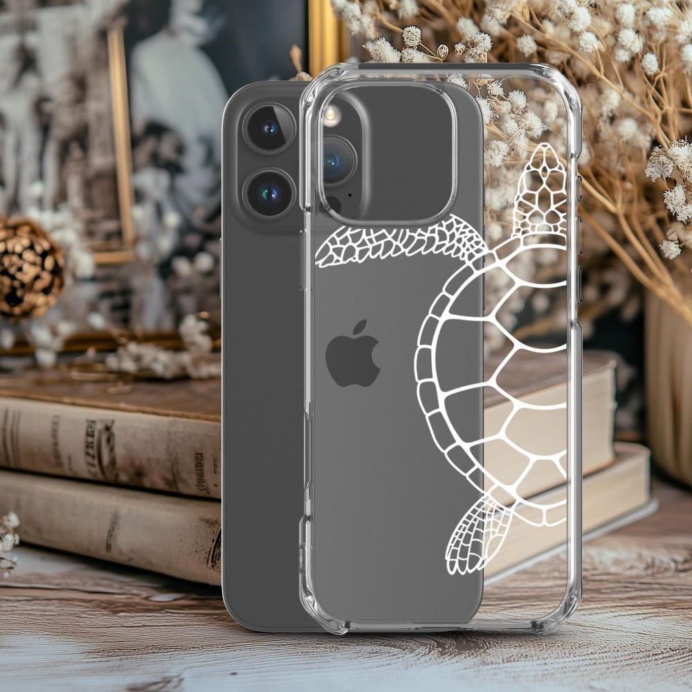 Clear Sea Turtle Tropical Ocean Themed Phone Case with iPhone 17 to 11 ...