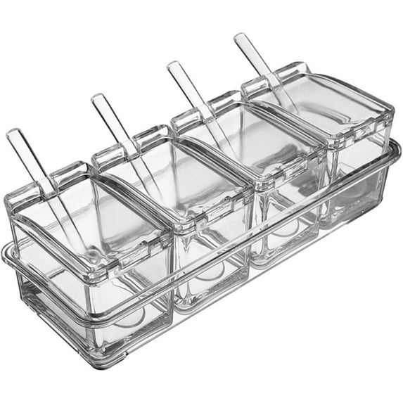 Clear Seasoning Box, 4 Pieces Acrylic Seasoning Rack Spice Jars with ...
