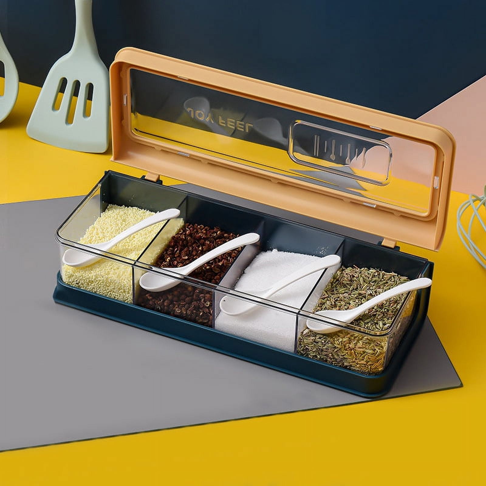 Clear Seasoning Box, 4 Pieces Clear Seasoning Storage Container for ...