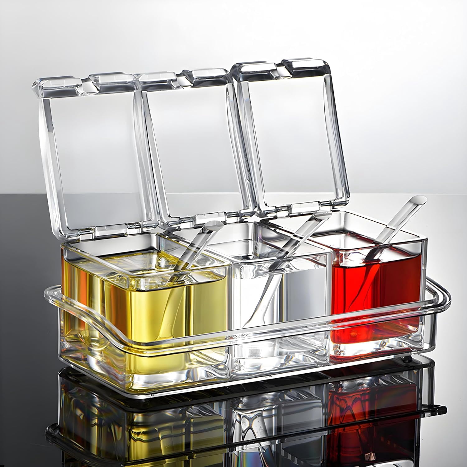 Clear Seasoning Box, 4 Pieces Clear Seasoning Storage Container for ...