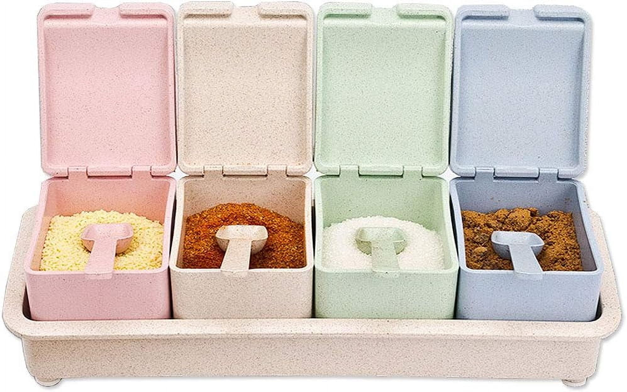 Wheat Straw Seasoning Box, Clear Seasoning Box For Kitchen Use, 4 ...