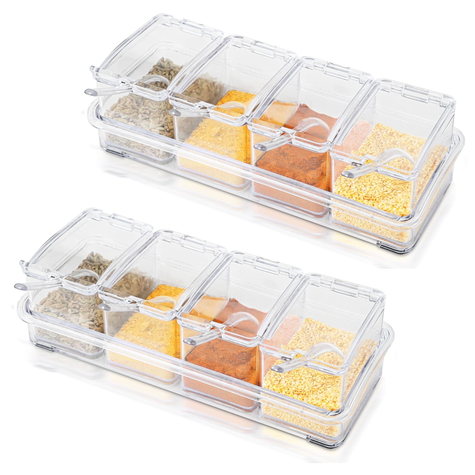 Clear Seasoning Box, Spice Storage pots Condiment Container boxes with ...