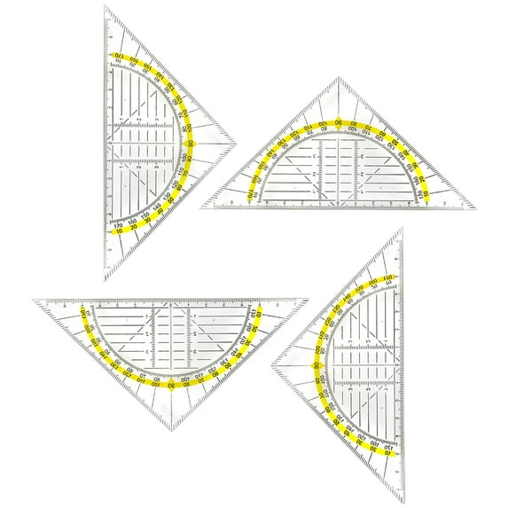 Clear Set Square 180 Degrees Protractors Geometry Drafting Angles ...