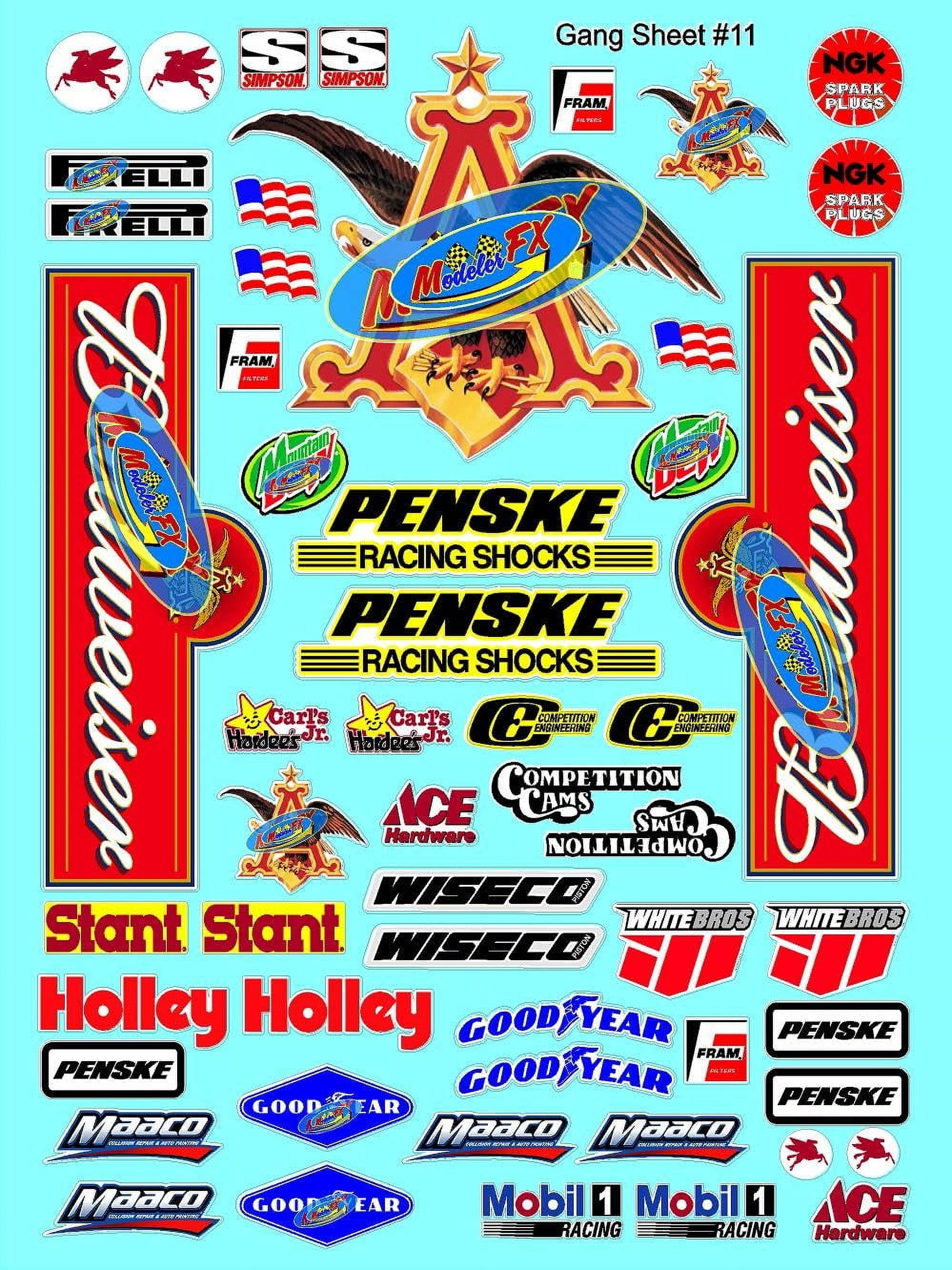 Clear Sheet Clear 11 Vinyl R/C Racing Sponsor Sticker Gang Sheet-1/4-1/ ...