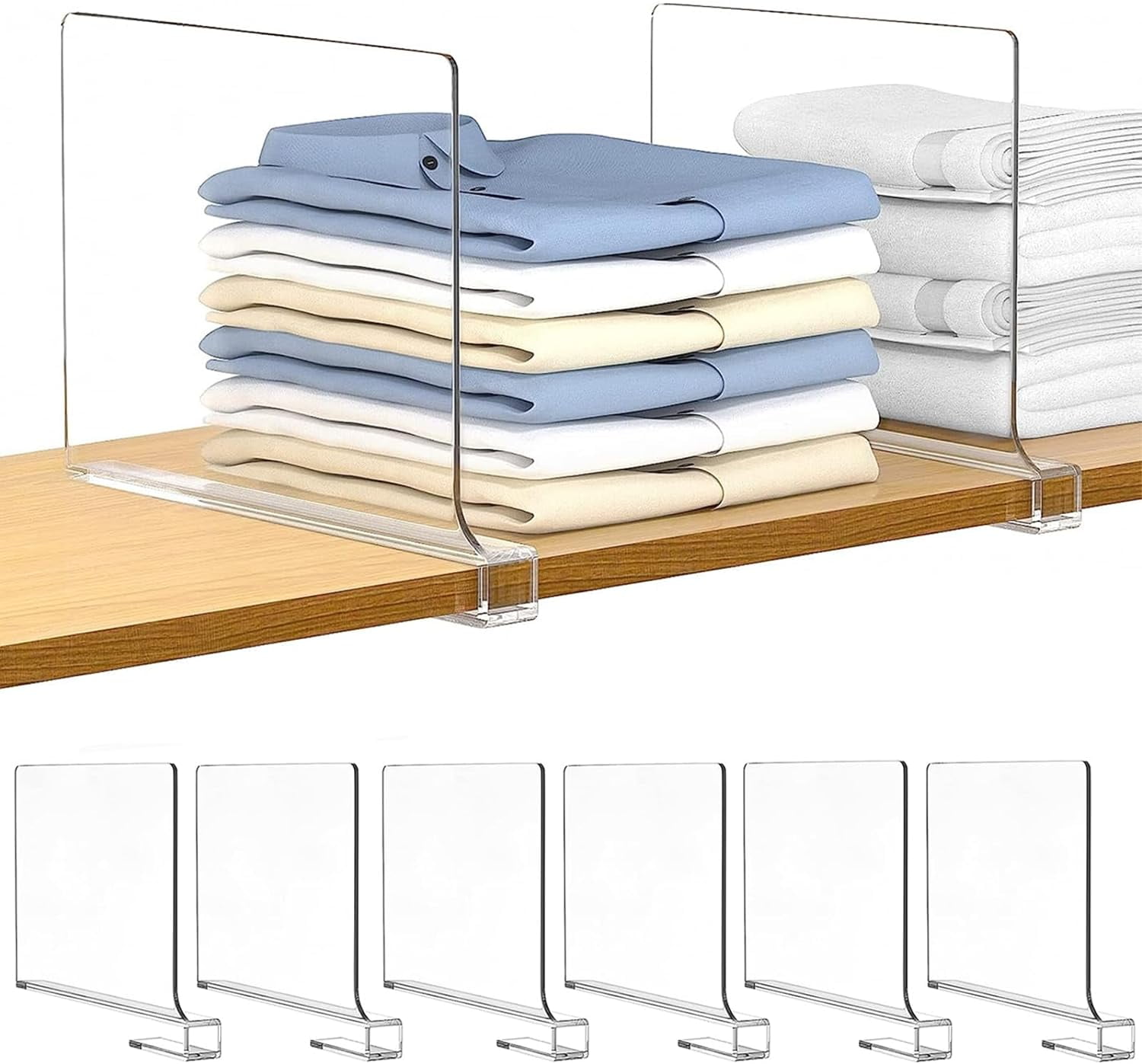 D Dingrich Clear Plastic Shelf Dividers, 6 Pack Closet Organizers for ...