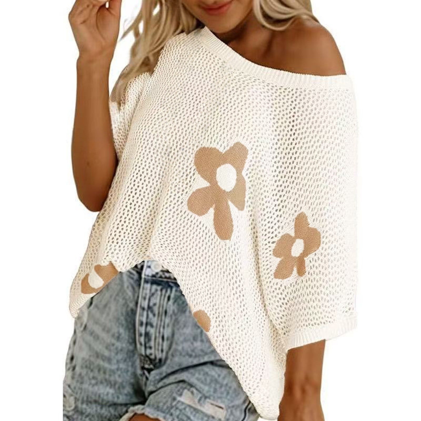 Clear Shirts for Women's Mesh Knit Cover Up Top Asymmetric Off Shoulder ...