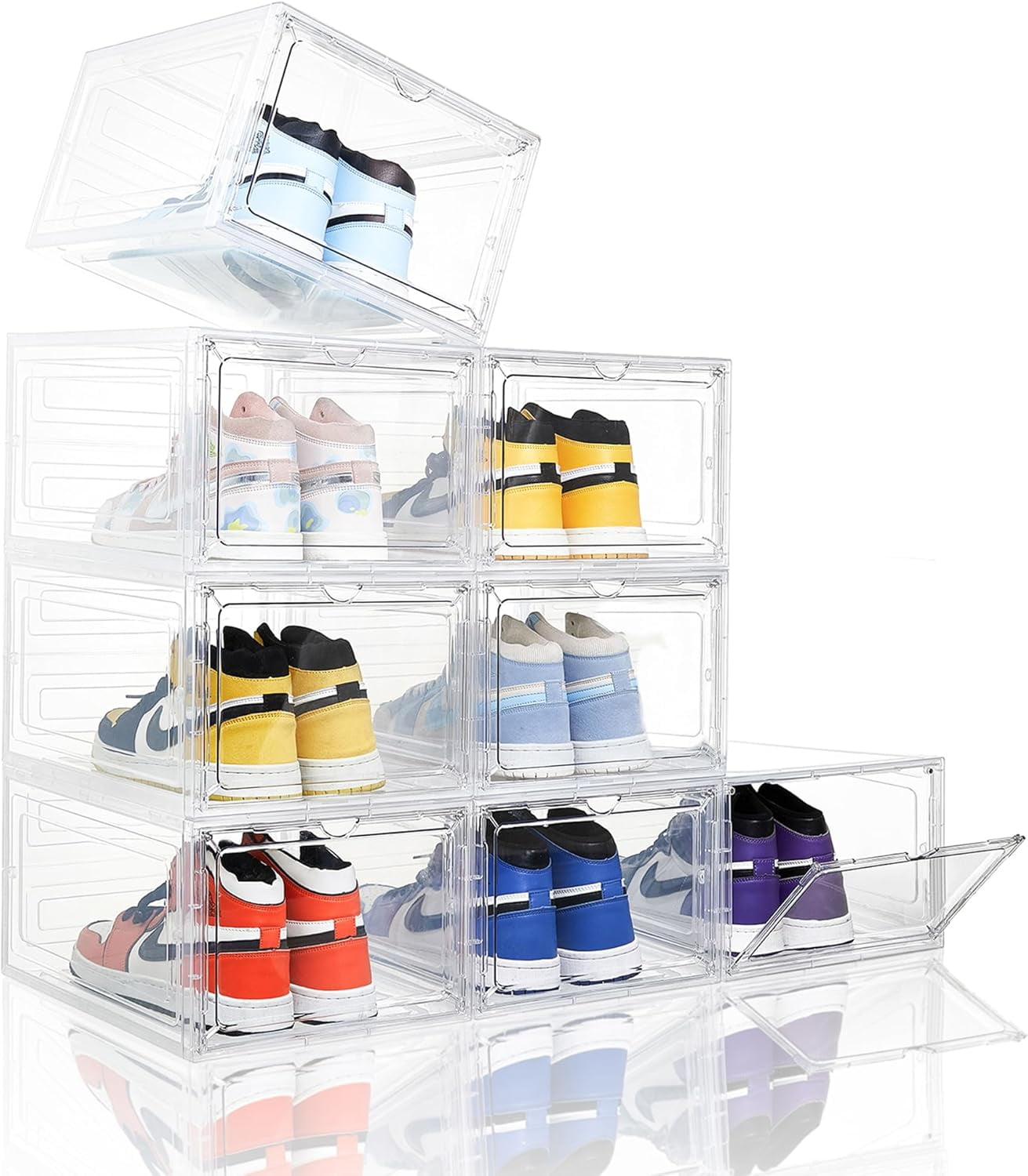 Clear Shoe Box, Plastic Stackable Shoe Storage Organizer with Magnetic ...