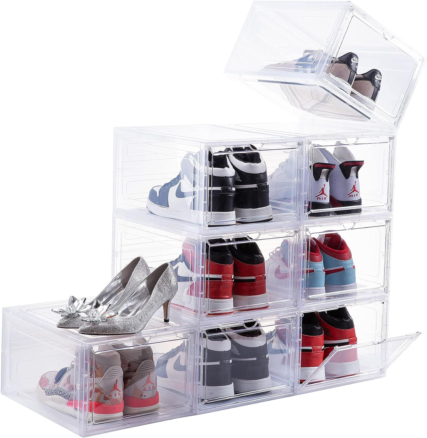 Clear Shoe Box,Set of 8,Stackable Plastic Shoe Box with Clear Door,As ...