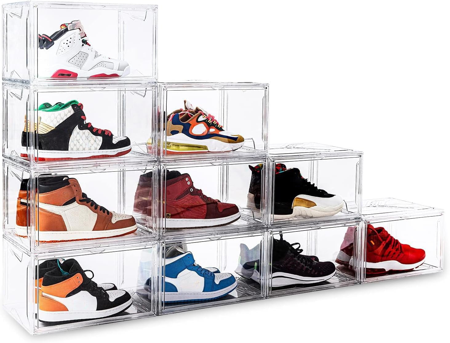 Clear Shoe Boxes Stackable 10 Pack Shoe Storage for Sneakerheads Front ...