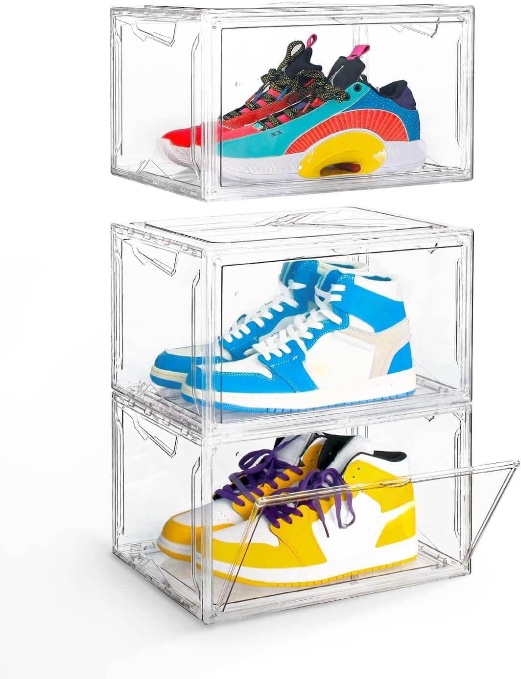 Clear Shoe Boxes Stackable 10 Pack Shoe Storage for Sneakerheads Front ...