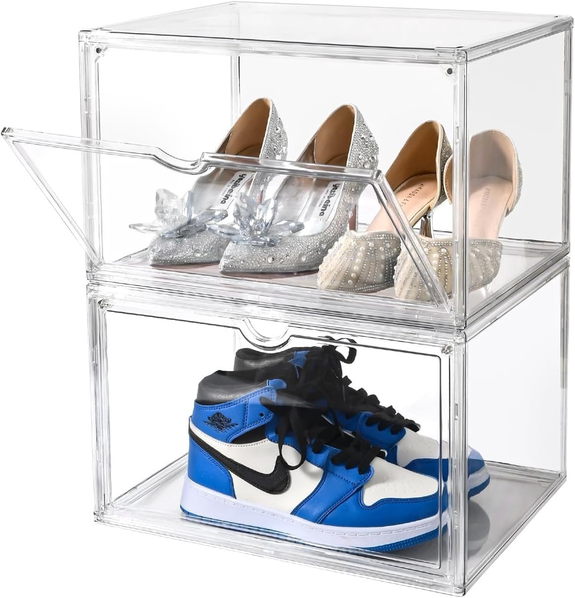 Clear Shoe Organizer,Stackable Shoe Display Case,Shoe Box Storage Bins ...