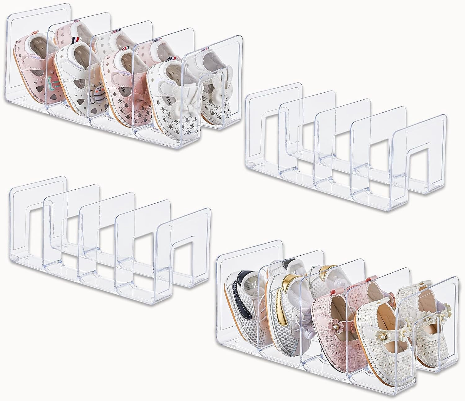 Clear Shoe Rack for Closet Organizers and Storage | 4 Pack Small Shoe ...