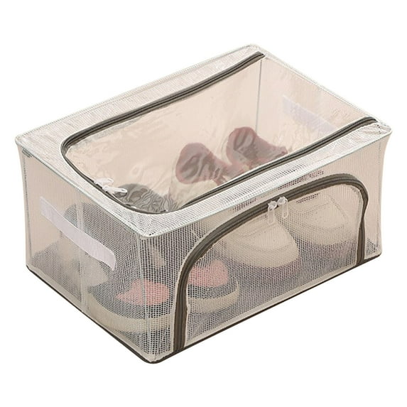 Clear Shoe Storage Box, No Assembly Foldable Plastic Shoe Boxes with ...