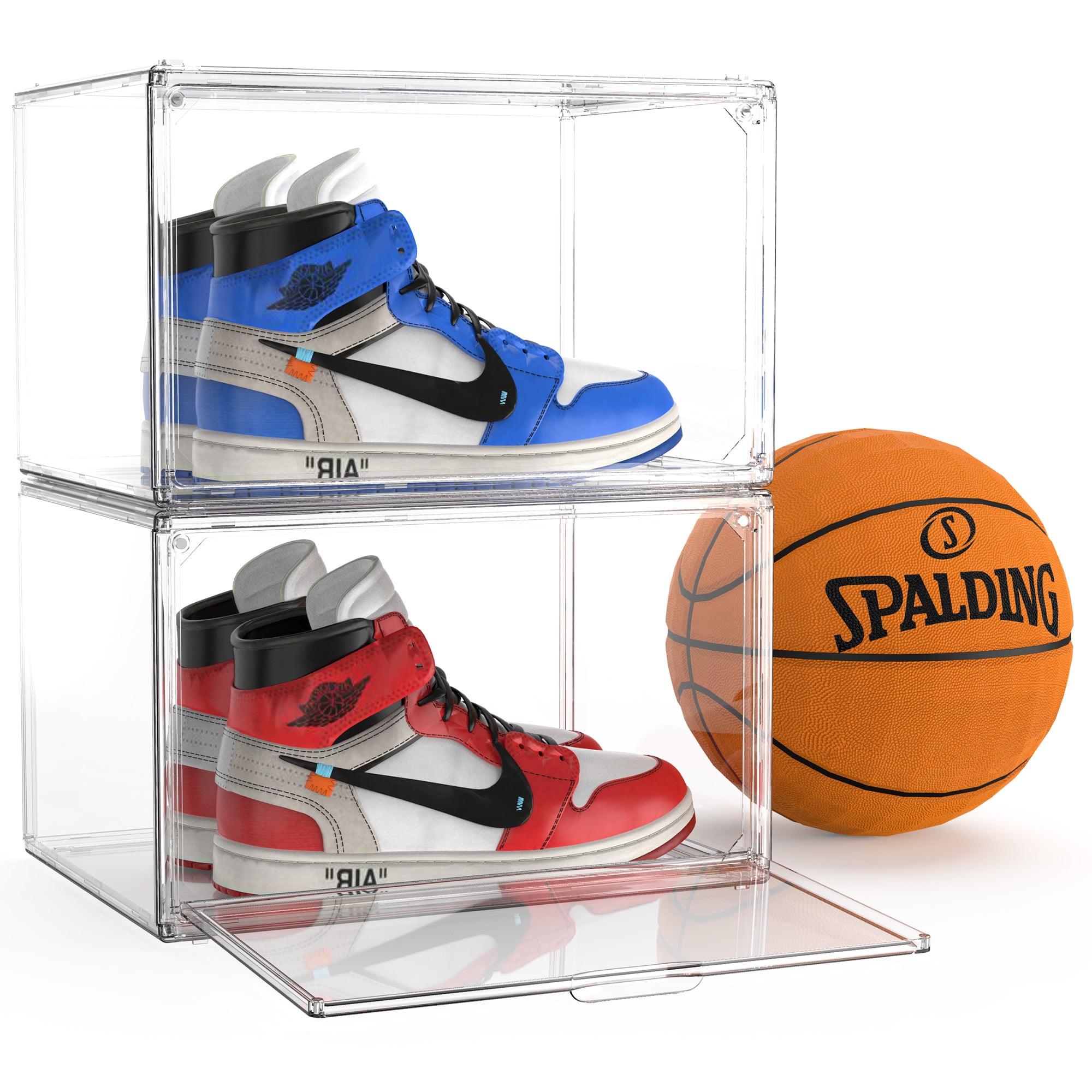 JakMean Clear Acrylic Stackable Shoe Storage Box, Hard Case Sneaker ...