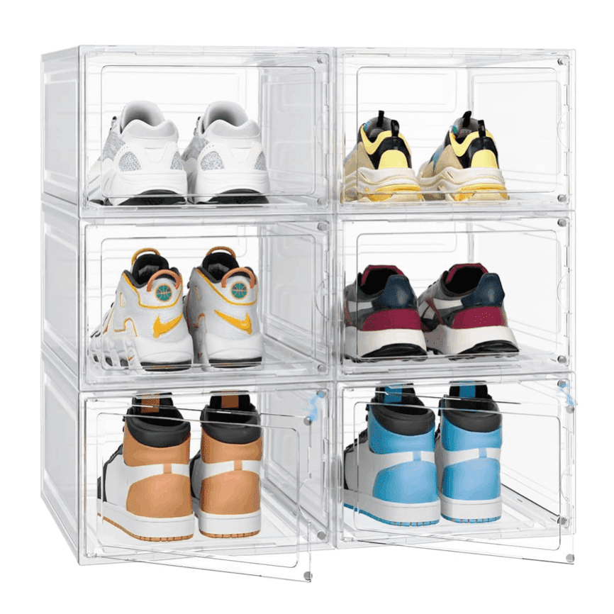 Clear Shoe Storage Boxes, 6 Pack Stackable Shoe Organizer Box Clear ...