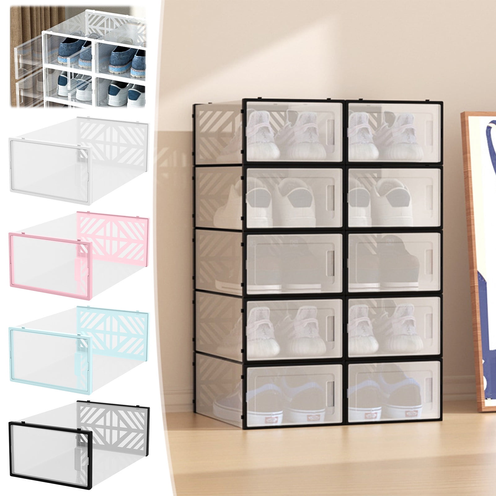 Clear Shoe Storage Boxes with Side Opening, Heavy-duty Stackable ...