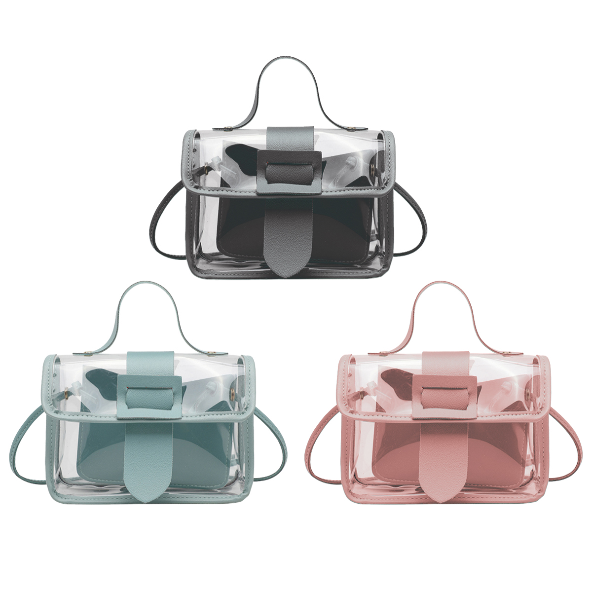 Clear Shoulder Bag Purse 2 in 1 Transparent Crossbody Bag Jelly Handbag ...