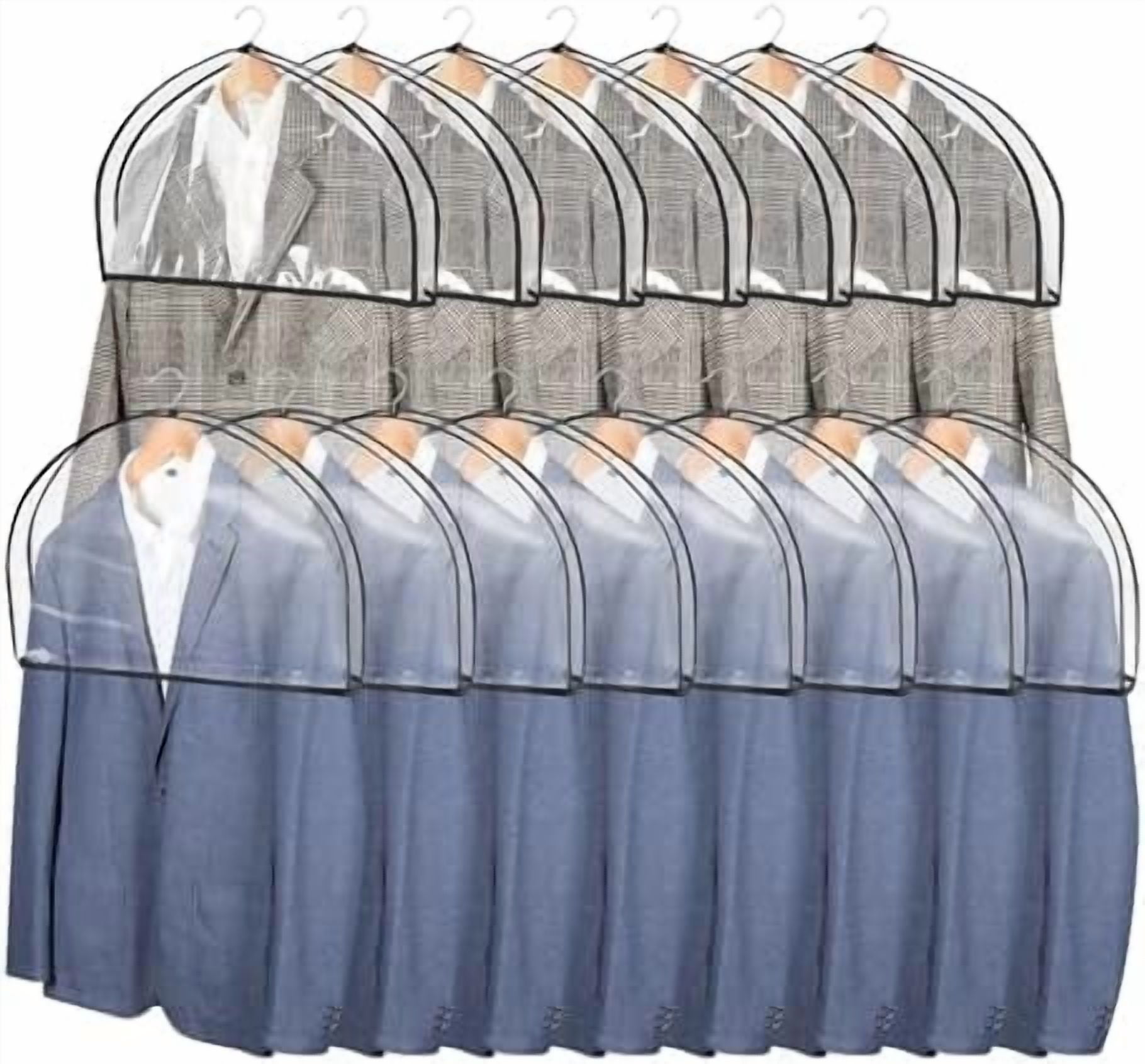 Clear Shoulder Covers for Clothes (Set of 15) Breathable Clothes Covers Dust Covers for Hanging ...