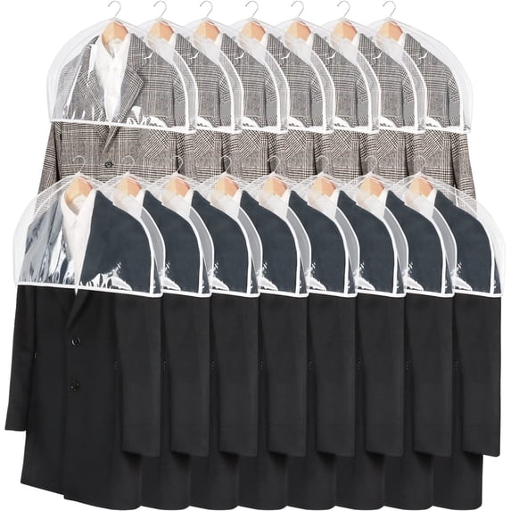 Clear Shoulder Covers for Clothes (Set of 15) Breathable Clothes Dust ...