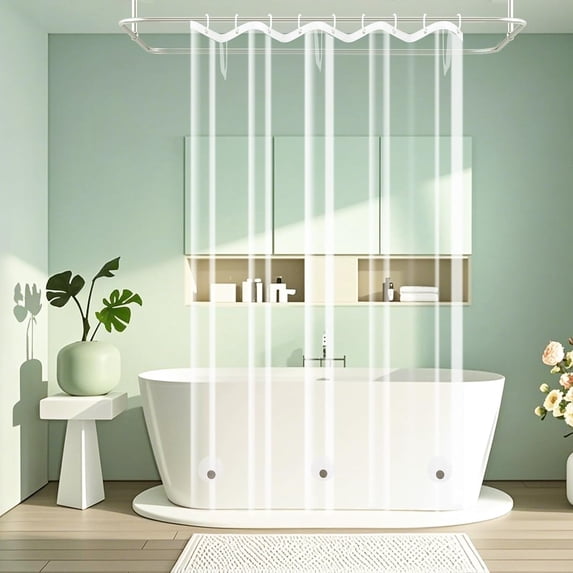 Clear Shower Curtain Liner with 3 Large Magnets, 54 x 72 Inch BPA-Free ...