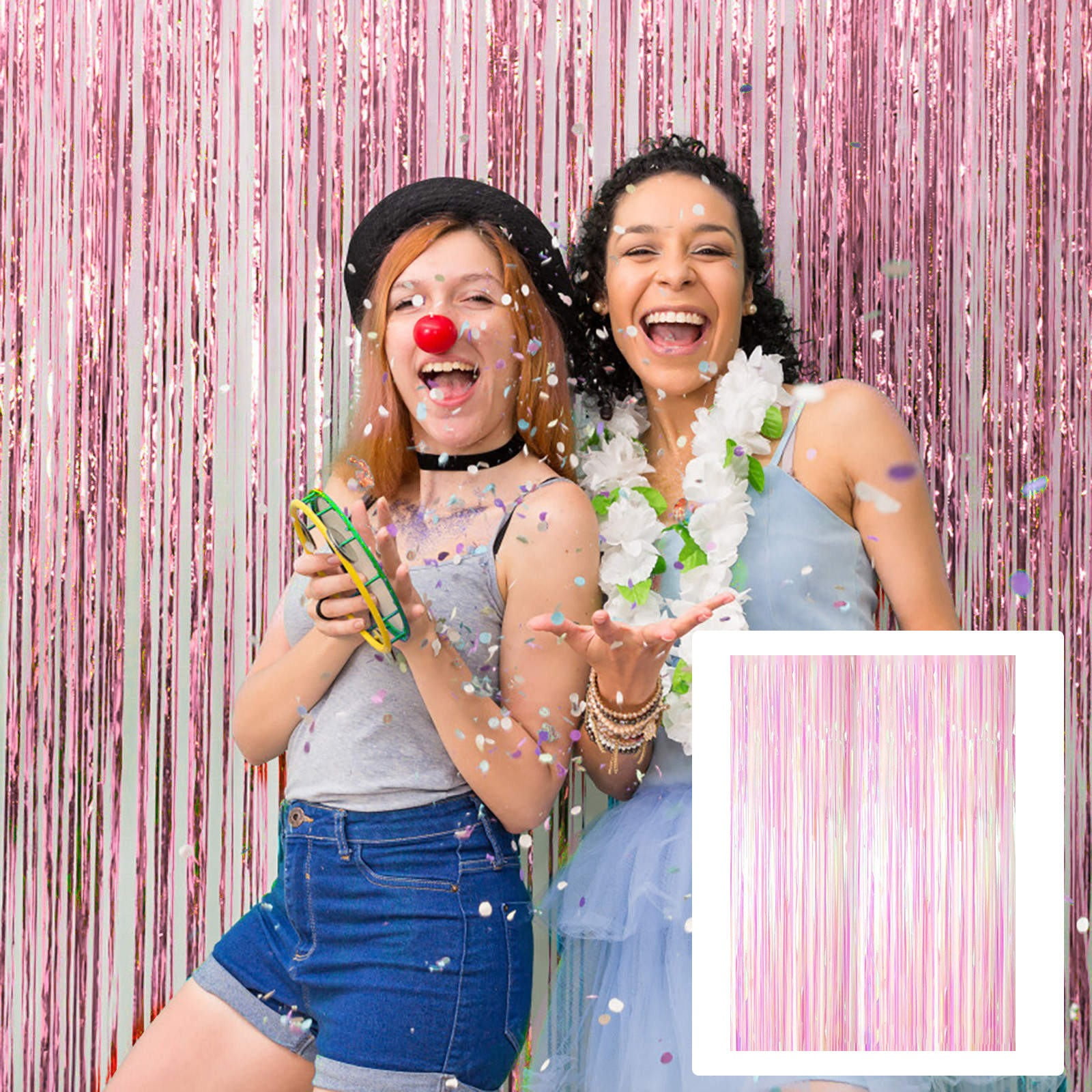 Clear Shower Curtain Liner,Foil Fringe Curtains, Metallic Tinsels ...