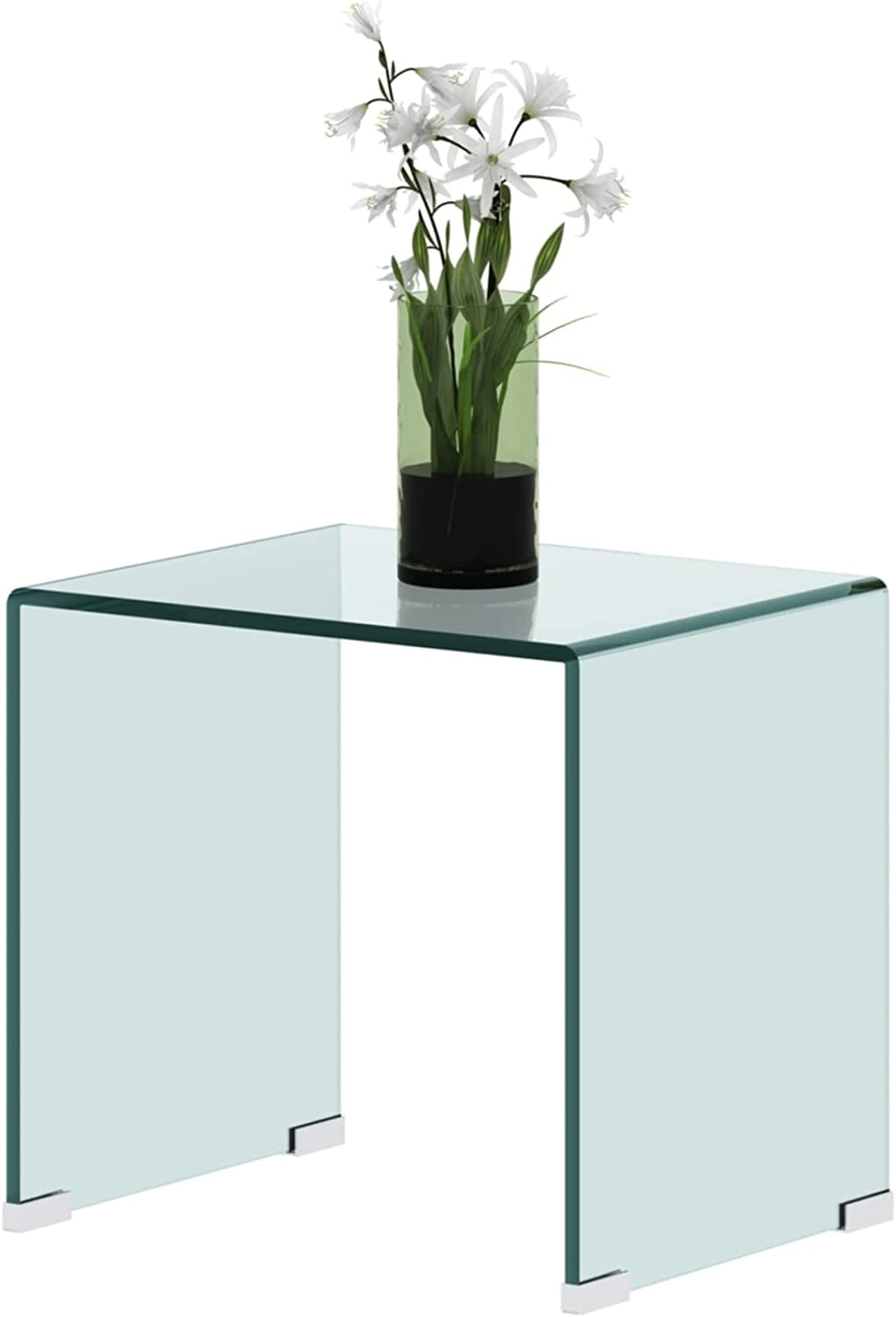 Clear Side Table Small Glass End Tables Tempered Nightstand Side Table Transparent Glass Side Table Home Office Furniture Bent Coffee Table Modern Living Room Sofa Table 19.30X15.35X17.72inch Walmart....