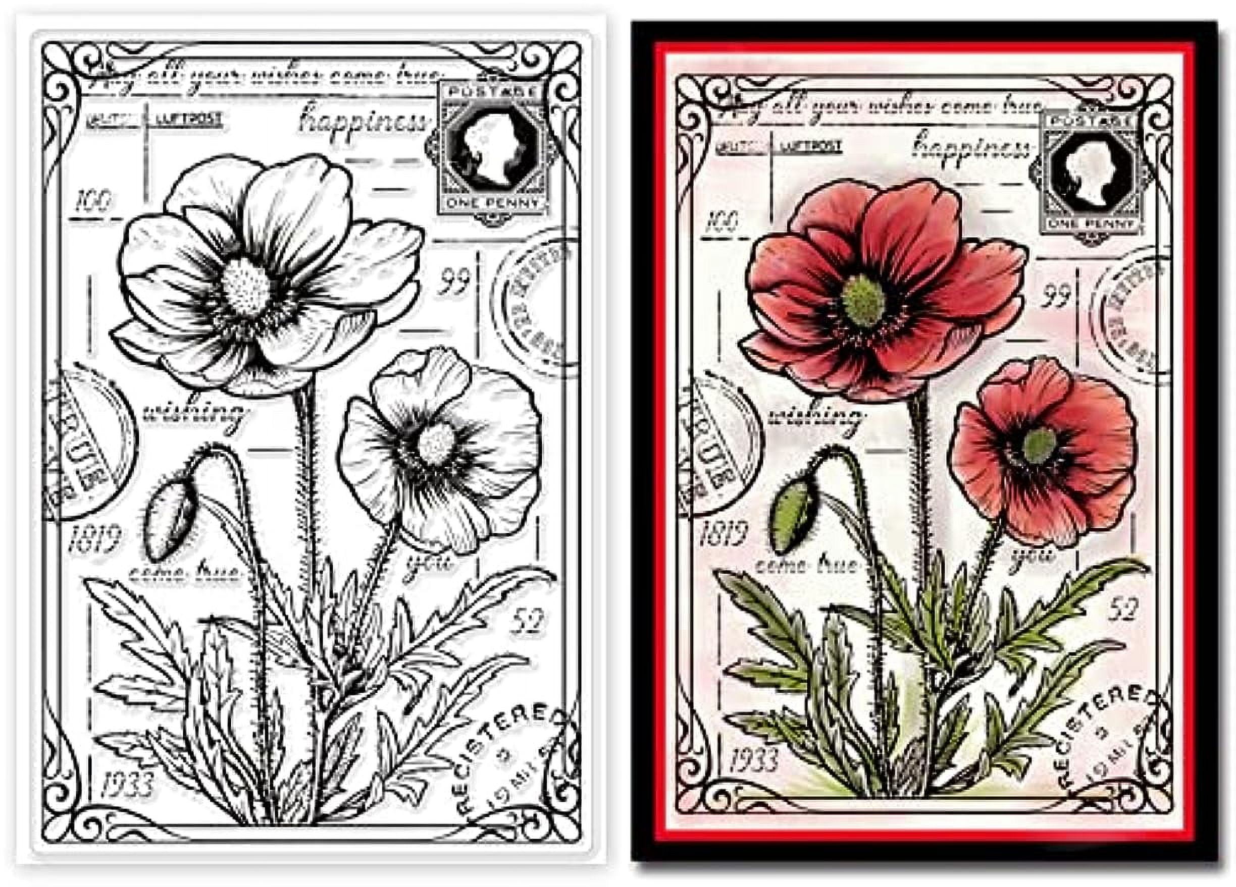 Clear Silicone Flower Stamps Poppy Clear Stamp Transparent Silicone ...