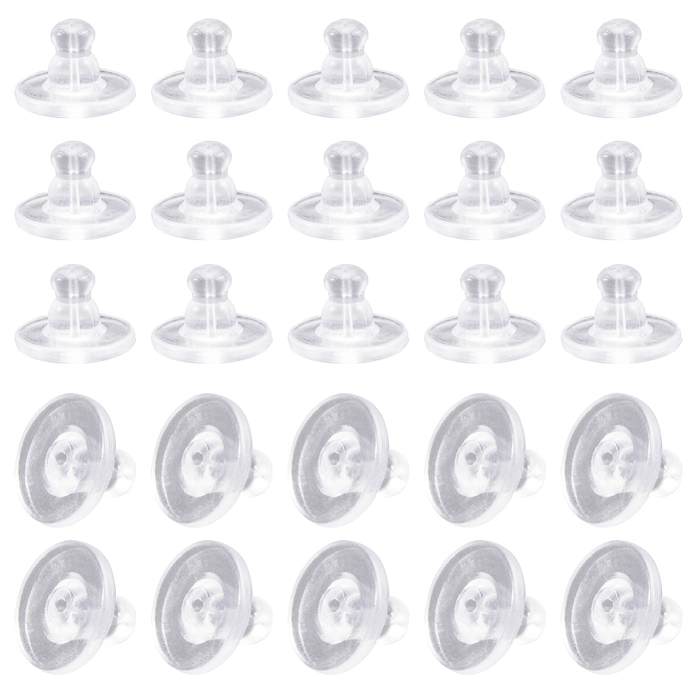 Clear Silicone Full-covered Ear Nuts Earring Backs 10x7mm Hole: 1mm ...