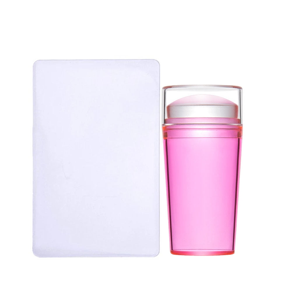 Clear Silicone Nail Art Stamp Set with Lid and Scraper Nail Art Stamper ...