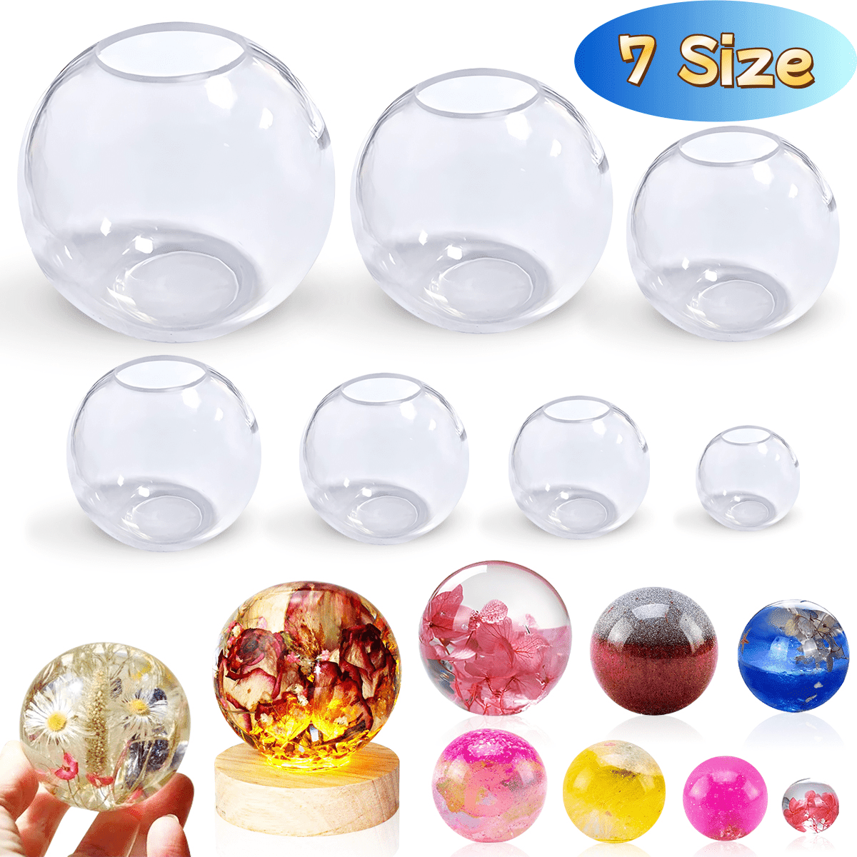 Clear Silicone Sphere Molds 7 PCS, 3D Ball-shaped Resin Mold - DIY ...