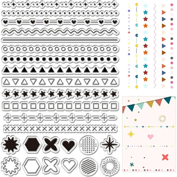 Clear Silicone Stamp Round Dot Heart Star Triangle Star Burst Symbols ...