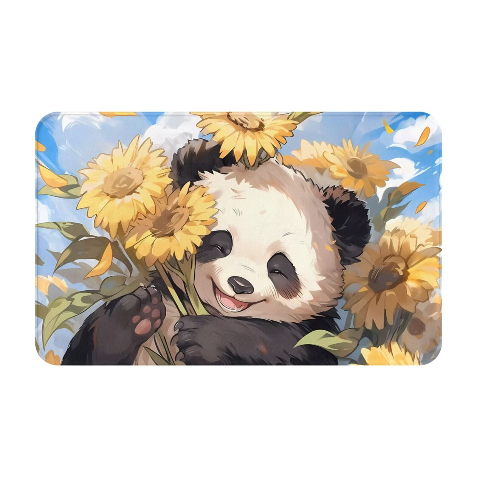 Clear Sky cute Sunflower Panda Front Door Mat, Indoor Mats for Bedroom ...