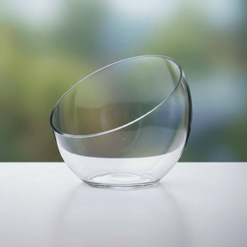 Clear Slant Cut Glass Bowl Vase for Terrariums, Candy, or Display, 7 ...