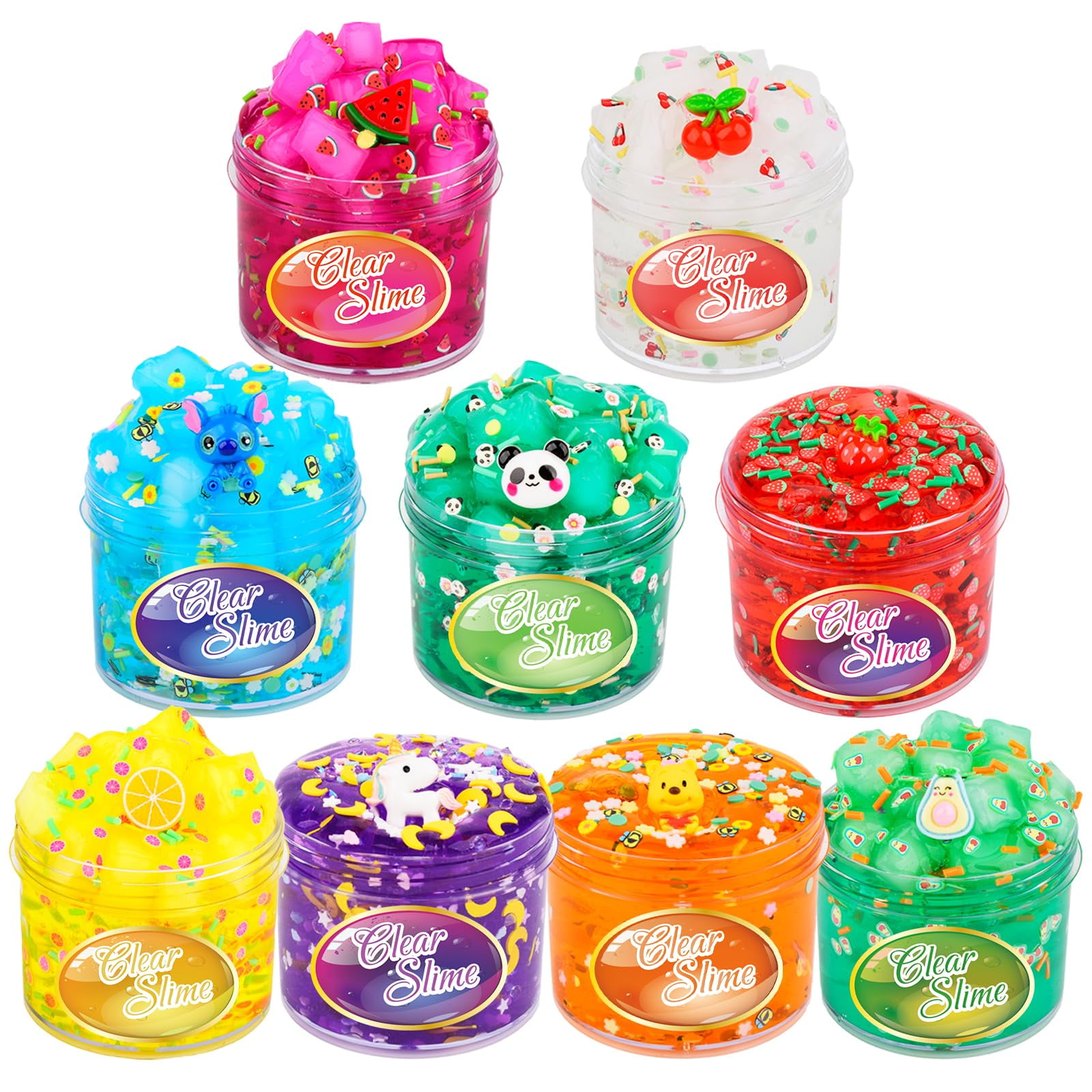 Clear Slime Kit 9 Pack, Green Yellow Blue Red Jelly Cubes Clear Crystal ...