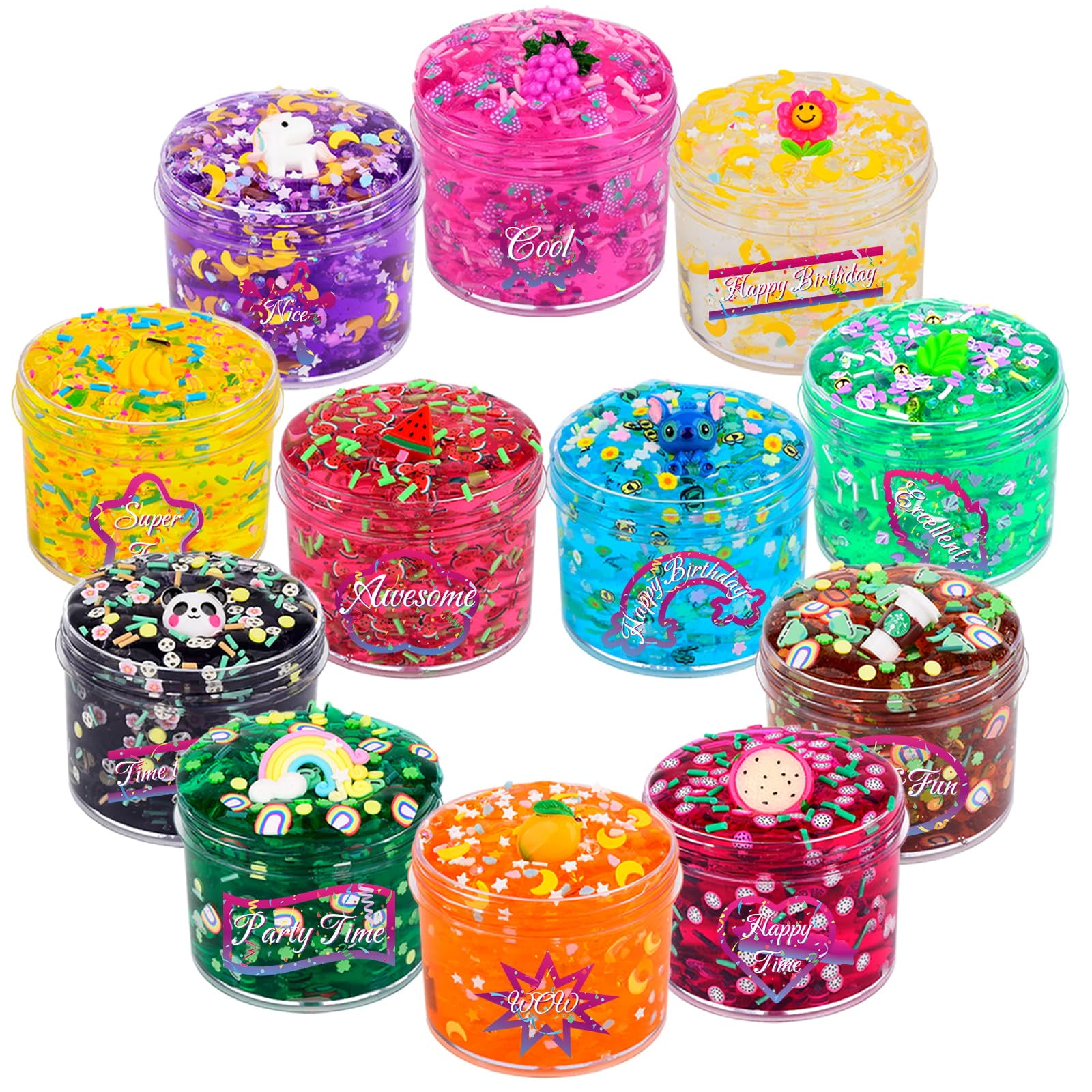 Clear Slime Set 12 Pack Soft Premade Crystal Slime Pack Party Favors ...