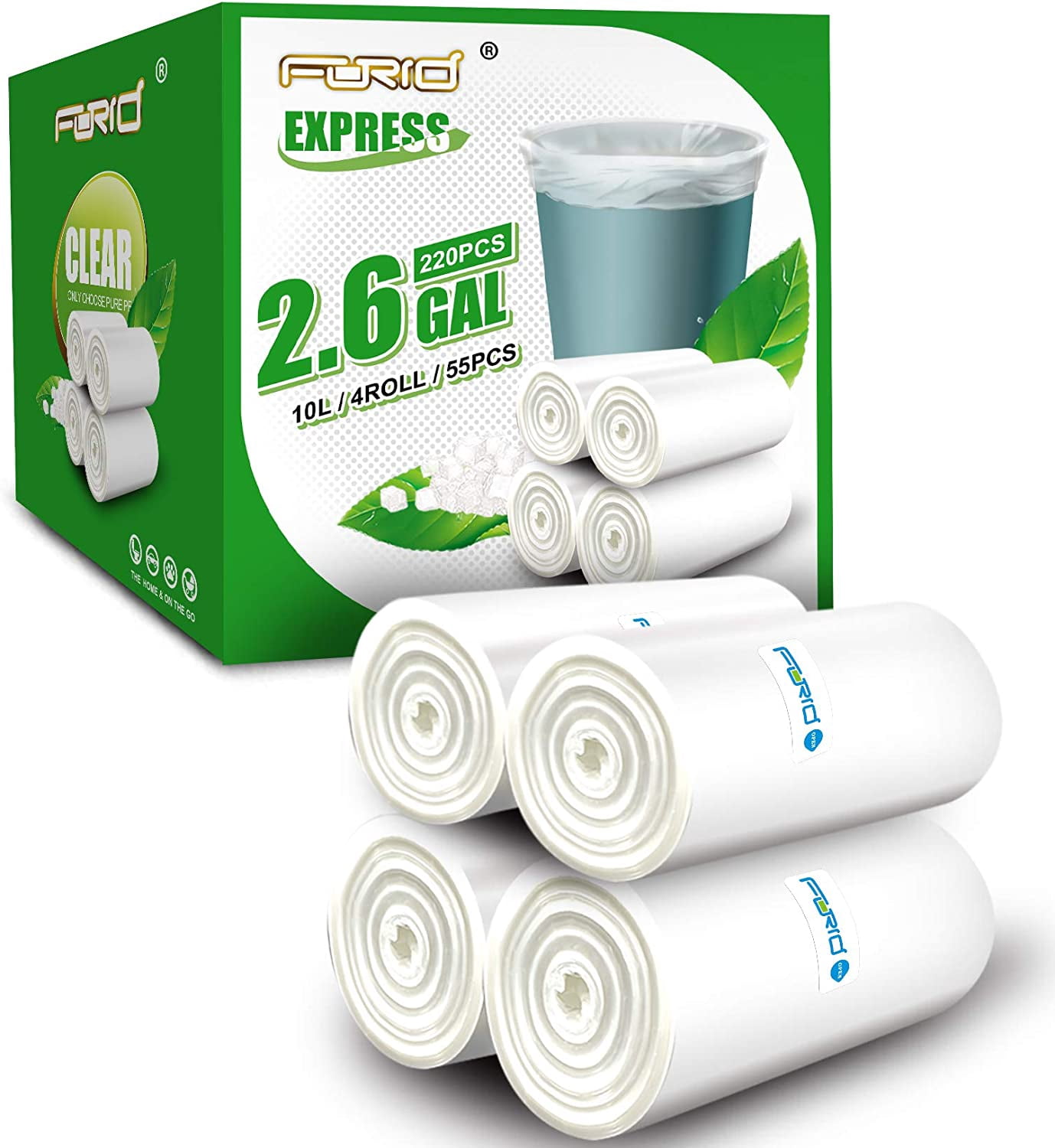 Clear Small Trash Bags, 2.6 Gallon Garbage Bags, Wastebasket Bin Liners ...