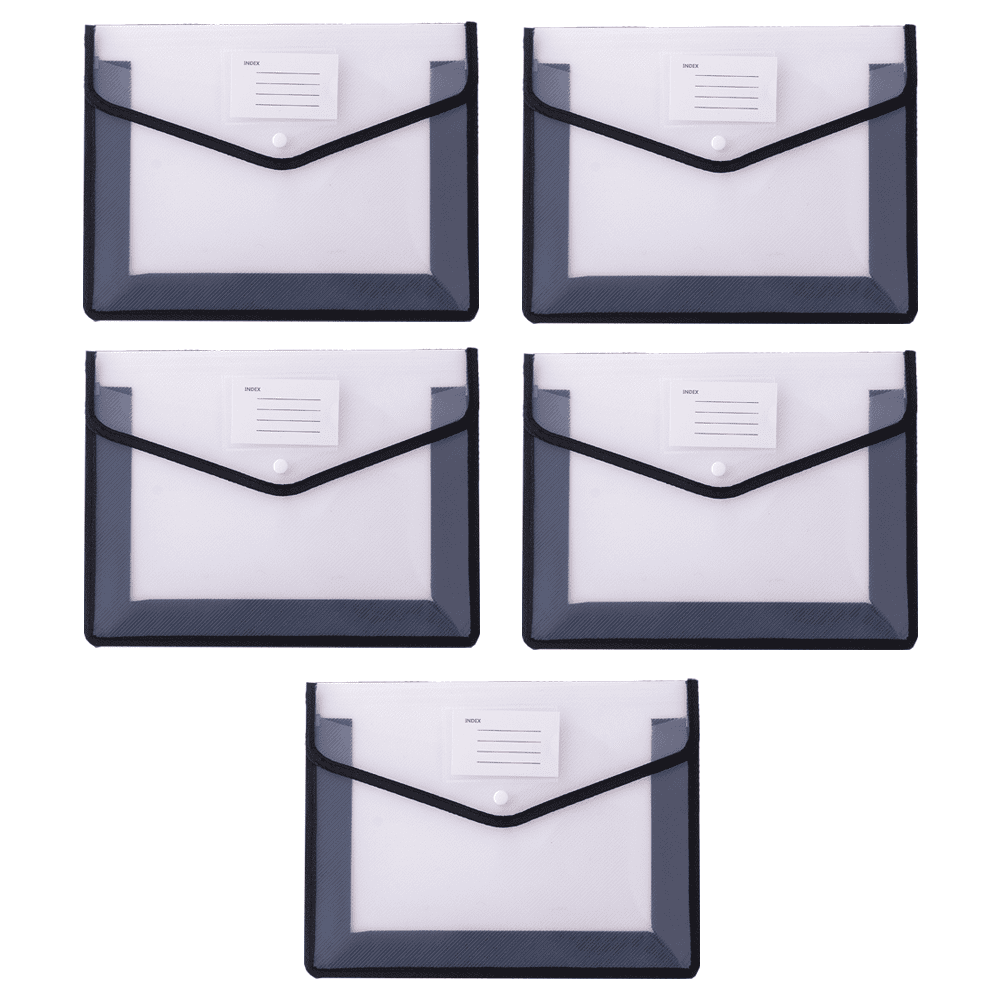 Clear Snap-Closure File Folders, Pack of 5, Letter Size, Durable ...