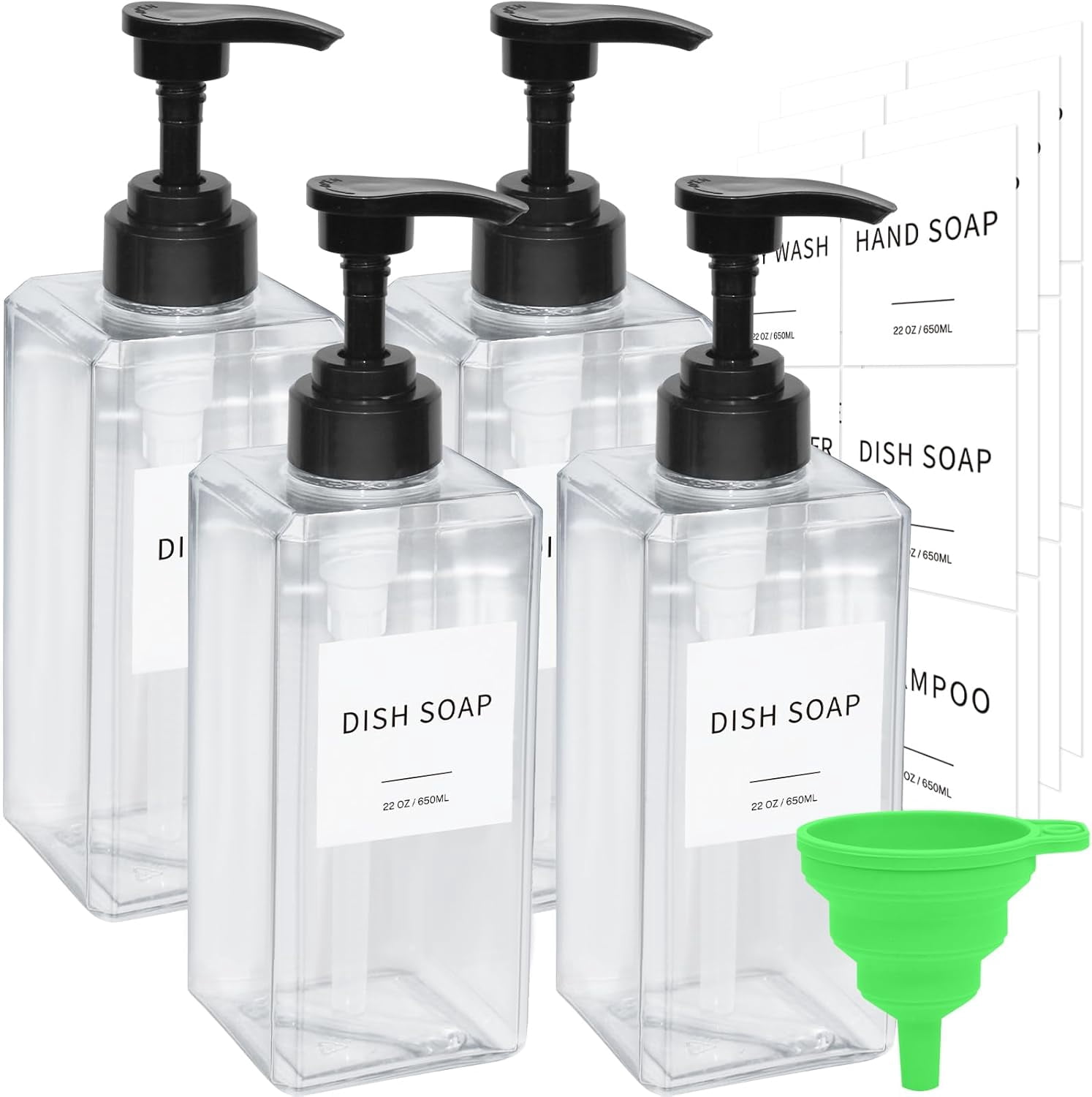 Clear Soap Dispenser with Waterproof Labels, Thickened Plastic Hand ...