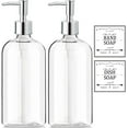 Clear Soap Dispenser with Rust Proof Pump, Waterproof Labels (2 Pack,16 ...