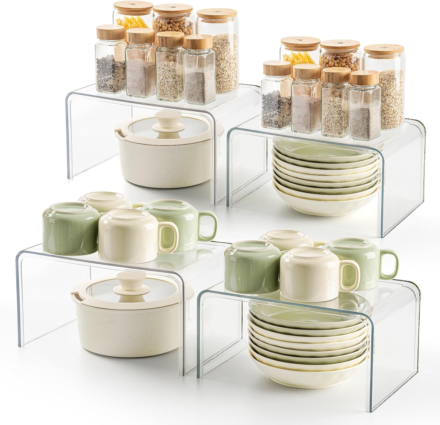 Clear Spice Rack Shelves, Pantry Organizers and Storage Set of 4 ...