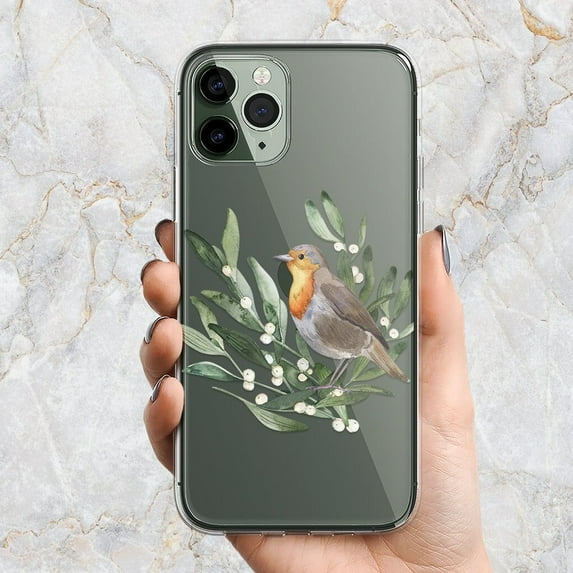 Clear Springtime Robin Bird in Tree Phone Case 17 16 15 14 13 12 11 Pro ...
