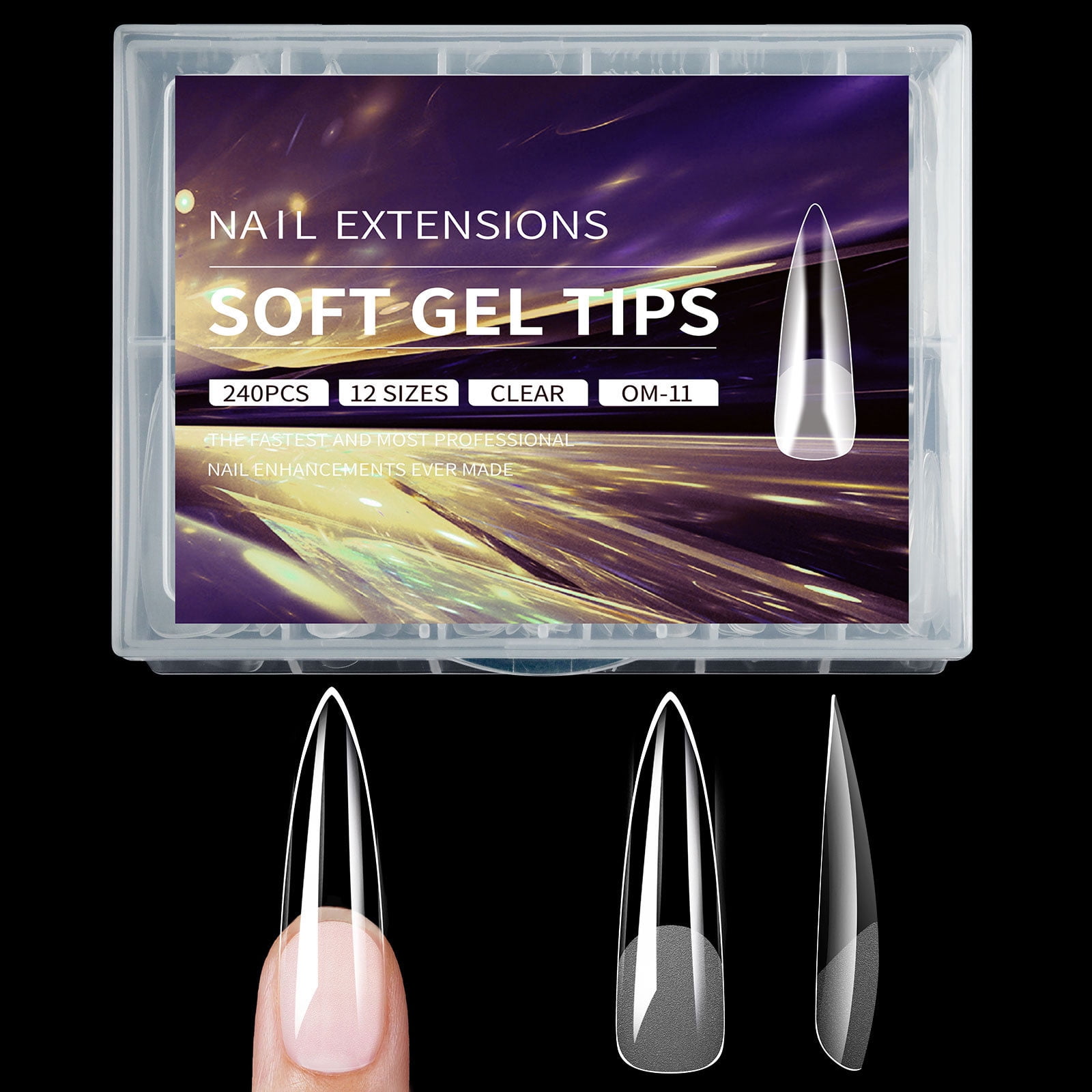 Clear Square Nails Tips for Acrylic Nails Professional Long Almond Full ...