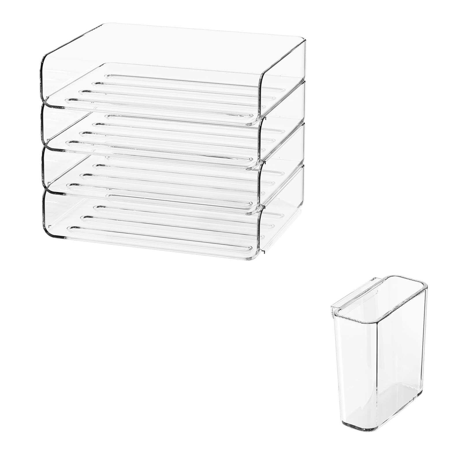 Clear Stackable Acrylic Paper Trays - Desk Organizer for Work, Home ...