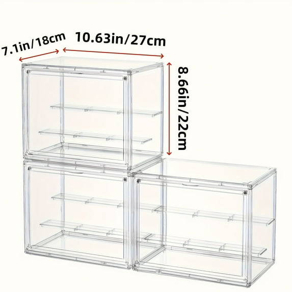 Clear Stackable Display Case 3-Pack with Magnetic Doors, 99.9% ...