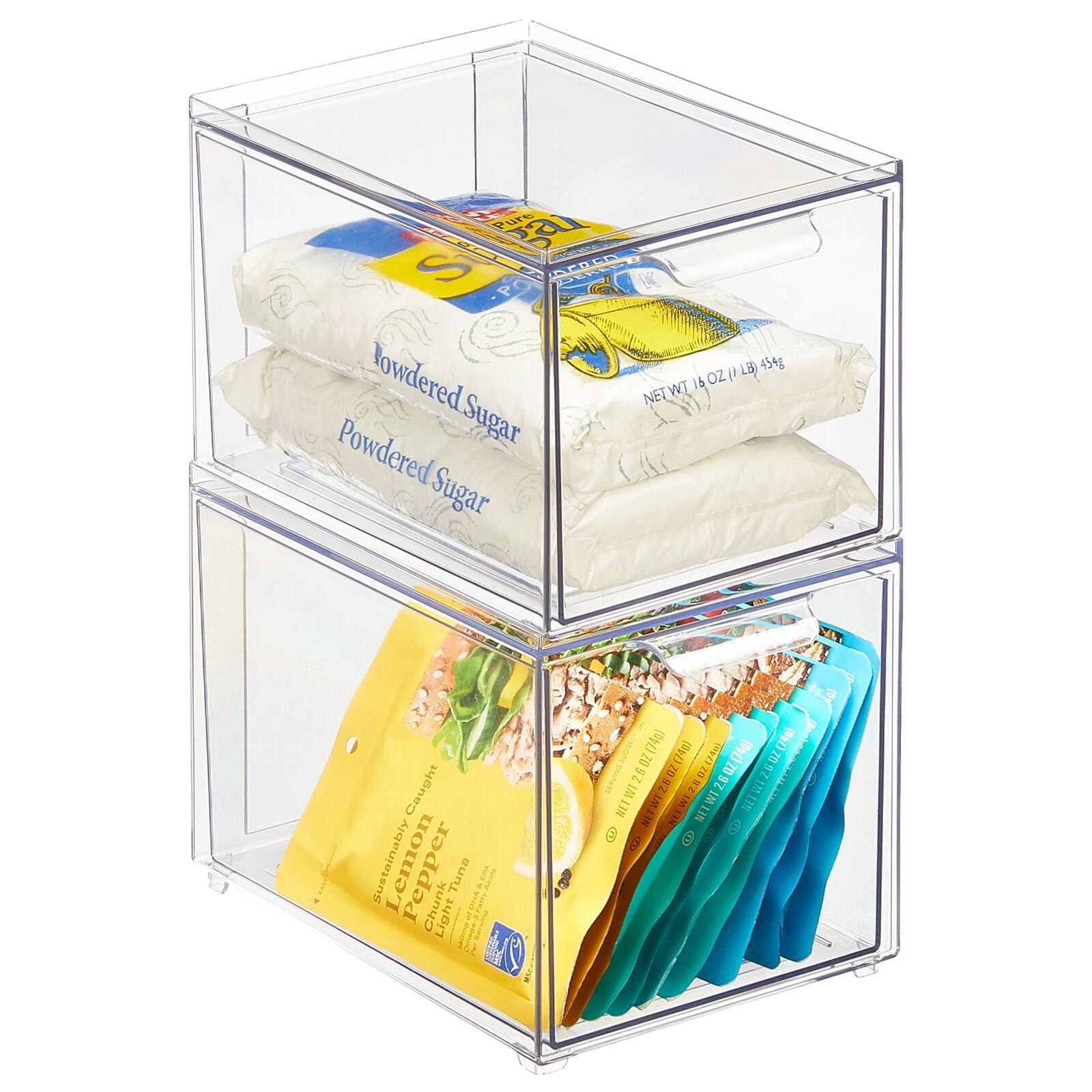 Clear Stackable Kitchen Organizer with Pull-Out Drawers - 2 Pack ...