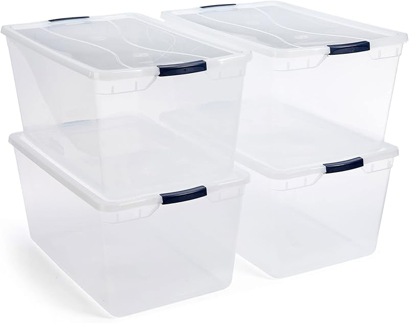 Clear Stackable Large Plastic Storage Containers with Lids for Office ...