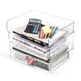 Clear Stackable Paper Trays 4 Pack, Desktop Racks with 4 File Bags, PET ...