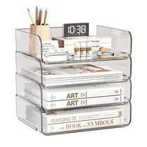 4 Pack Clear Stackable Desk Organizer with File Bags - Document Holder ...